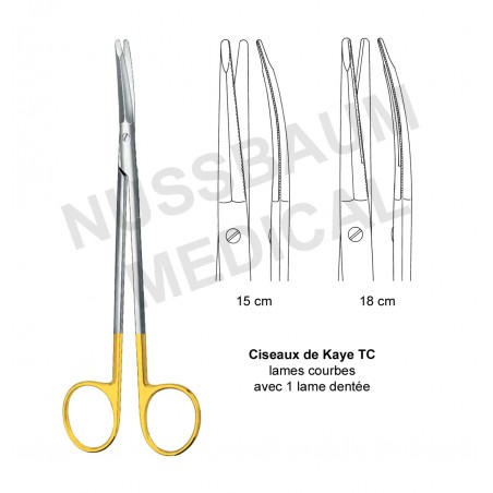 Ciseaux de Kaye TC 18 cm avec 1 lame dentée pour facelift